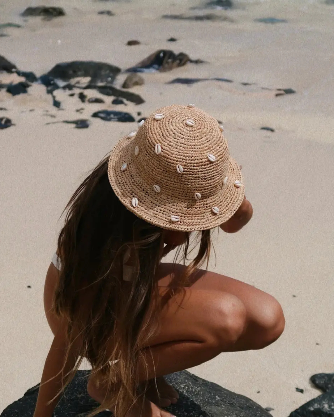 Cowry Shell Raffia Bucket Hat | Minne Cabana